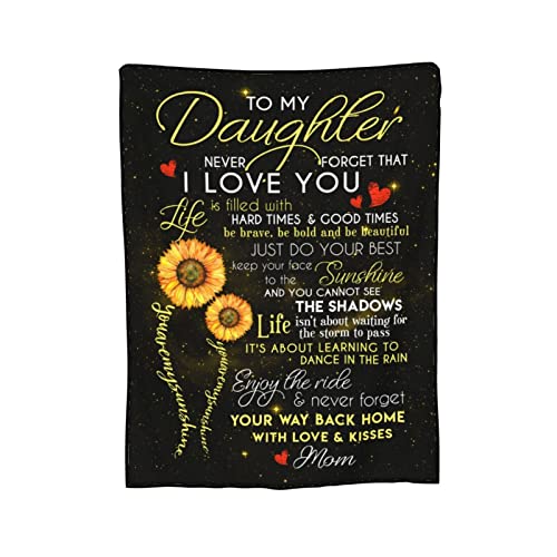 Maylian Sunflower Throw Blanket | Never Forget How Much I Love You | 80x60 Inches | Soft Sherpa | Perfect for Daughter | Thoughtful Gift