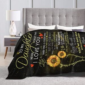 Maylian Sunflower Throw Blanket | Never Forget How Much I Love You | 80x60 Inches | Soft Sherpa | Perfect for Daughter | Thoughtful Gift