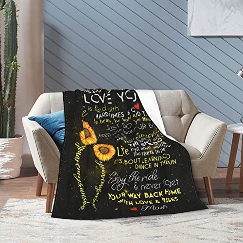 Maylian Sunflower Throw Blanket | Never Forget How Much I Love You | 80x60 Inches | Soft Sherpa | Perfect for Daughter | Thoughtful Gift