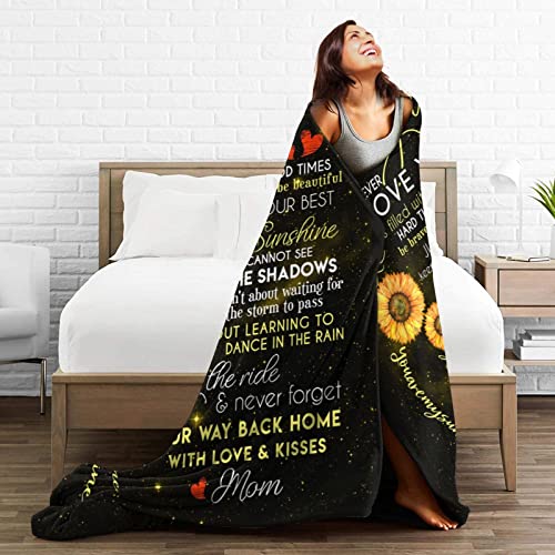 Maylian Sunflower Throw Blanket | Never Forget How Much I Love You | 80x60 Inches | Soft Sherpa | Perfect for Daughter | Thoughtful Gift