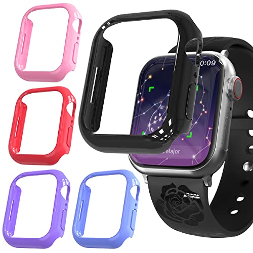 5 Pack Compatible with for Apple Watch Case 45mm 44mm Series 8/SE2/7/6/SE/5/4 Hard PC Thin Lightweight Protective Bumper Frame for iWatch, No Screen Protector