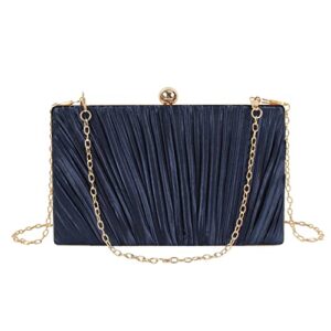 goclothod women pleated satin shoulder bag party evening bag clutch purse