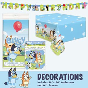 Unique Bluey Birthday Party Supplies | Bluey Party Supplies | Bluey Birthday Decorations | Bluey Party Decorations | With Bluey Balloons, Banner, Tablecover, Bluey Plates, Bluey Napkins, Button