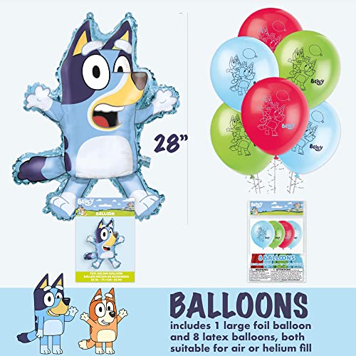 Unique Bluey Birthday Party Supplies | Bluey Party Supplies | Bluey Birthday Decorations | Bluey Party Decorations | With Bluey Balloons, Banner, Tablecover, Bluey Plates, Bluey Napkins, Button