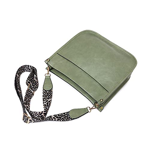 Vegan Leather Crossbody Bags for Women,Women Shoulder Bag with Adjustable Guitar Strap,Fashion Hobo Handbags Tote Bag,Green