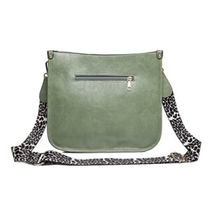 Vegan Leather Crossbody Bags for Women,Women Shoulder Bag with Adjustable Guitar Strap,Fashion Hobo Handbags Tote Bag,Green