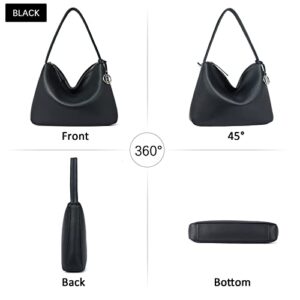 BOSTANTEN Shoulder Bag For Women Hobo Purses and Handbags Top Handle Clutch Purse with Zipper Closure Black