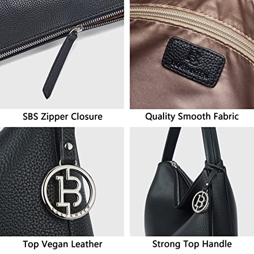 BOSTANTEN Shoulder Bag For Women Hobo Purses and Handbags Top Handle Clutch Purse with Zipper Closure Black