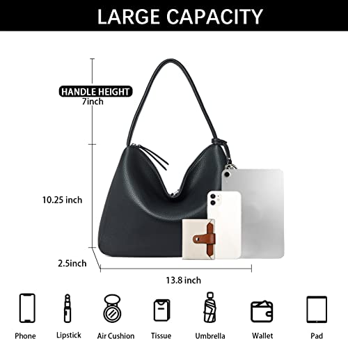 BOSTANTEN Shoulder Bag For Women Hobo Purses and Handbags Top Handle Clutch Purse with Zipper Closure Black