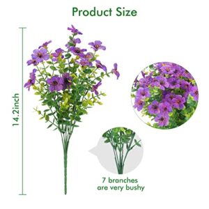 XEOLIAN 12 Bundles Artificial Flowers Outdoor UV Resistant Fake Plastic Plants Indoor Outside Hanging Plants Garden Porch Window Box Home Wedding Farmhouse Festive Shrub Decor (Purple)