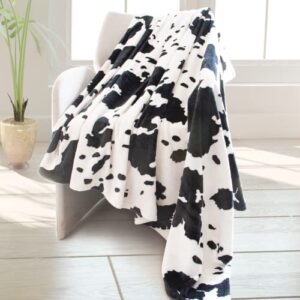 cow print blanket warm plush cute cow throw blanket soft fleece flannel lightweight black cow blankets living rooms sofa bedroom decor cow gifts blanket all seasons 50″ x 60″