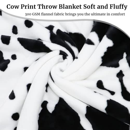 Cow Print Blanket Warm Plush Cute Cow Throw Blanket Soft Fleece Flannel Lightweight Black Cow Blankets Living Rooms Sofa Bedroom Decor Cow Gifts Blanket All Seasons 50" x 60"