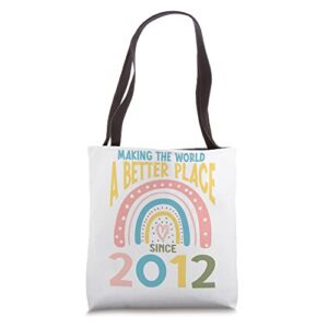 11 birthday making the world a better place since 2012 tote bag