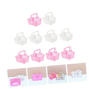 Operitacx 30 pcs Baskets Basket Shopping Picnic Kids Playthings Grocery Decorative with Plastic Supply Children for Handles House Fake Boys Scale Wear-resistant Miniature Mini Toys