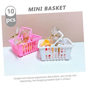 Operitacx 30 pcs Baskets Basket Shopping Picnic Kids Playthings Grocery Decorative with Plastic Supply Children for Handles House Fake Boys Scale Wear-resistant Miniature Mini Toys