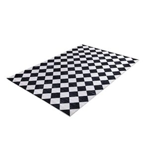 Abani Rectangular Area Rugs 6' x 9' Cream Black Checkered Diamond Machine Washable, Stain Resistant and Non-Shedding Polypropylene Large Rugs Modern Design