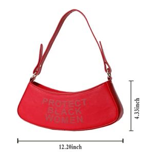 Qiayime Protect Black Women Shoulder Bag Ladies Fashion Clutch Hobo Tote Purse HandBag Underarm Bag (red)