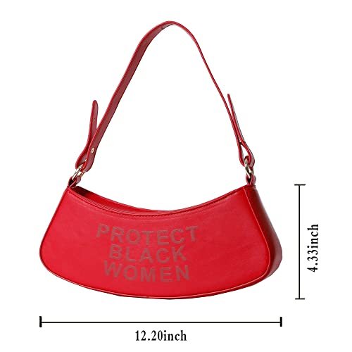 Qiayime Protect Black Women Shoulder Bag Ladies Fashion Clutch Hobo Tote Purse HandBag Underarm Bag (red)