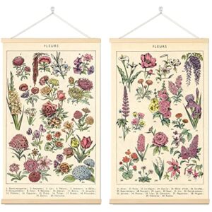 vintage flower posters botanical wall art prints cottagecore room decor, colorful floral wildflower wall art decor plant hanging poster nursery wall decor, flower wall art prints for home office bedroom dorm decor frame, 16 x 22inch x 2pcs