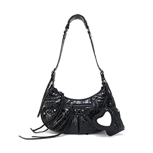 Tuoig Large Crocodile Pattern Bags Crossbody Bags for Women Shoulder Bag (Color : Black, Size : 33)