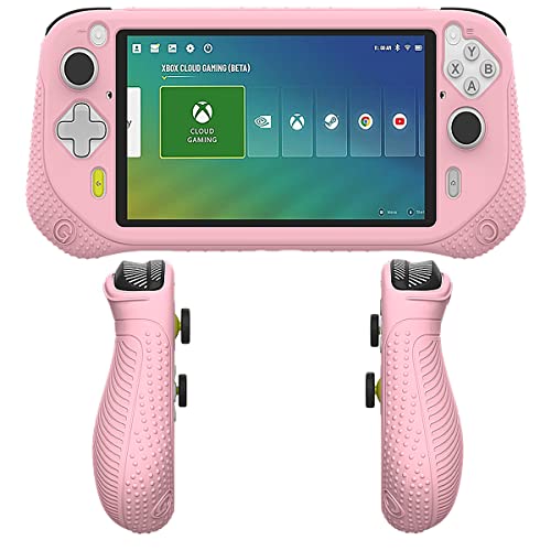 Silicone Cover Case for Logitech G Cloud Gaming Handheld, Protective Skin Sleeve for Logitech G Cloud Gaming Console Screen Film Protector Accessories (Pink Case and Sreen Film)