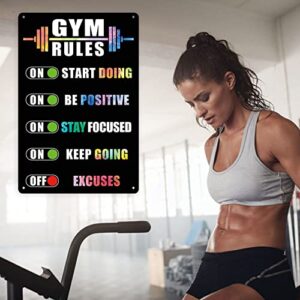 Gocolt Home Gym Rules Signs Workout Motivational Quote Hanging Sign - Exercise Poster - Gym Room Sign for Men's Cave Interior Home Art Metal Tin Wall Decor 8x12 Inches