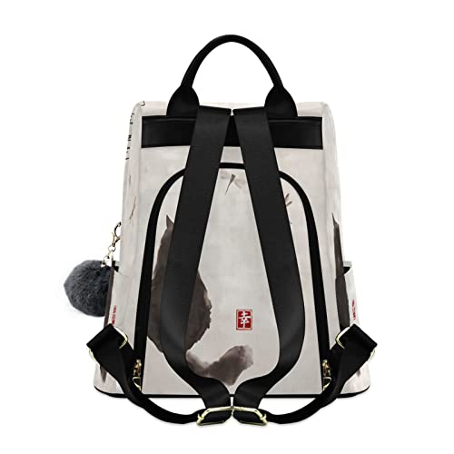 Mcyhzjd Backpack Purse, Vintage Black Fluffy Cat with Dragonfly Anti-theft Casual College School Ladies Fashion Shoulder Bag