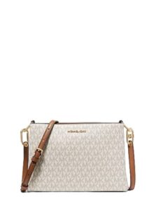 michael kors trisha medium logo crossbody bag (vanilla acorn)