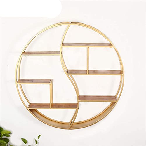 Creative Wall-Mounted Shelves, Multi-Function Indoor Circular Shelves in The Living Room, Decorative Shelves, Multi-Functional Commodity Display Shelves,,Gold,80CM