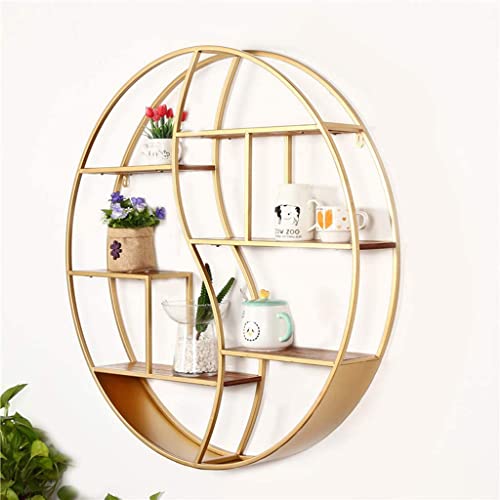 Creative Wall-Mounted Shelves, Multi-Function Indoor Circular Shelves in The Living Room, Decorative Shelves, Multi-Functional Commodity Display Shelves,,Gold,80CM