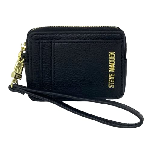 Steve Madden BPipper Zip Around Card Case Wristlet (Black)