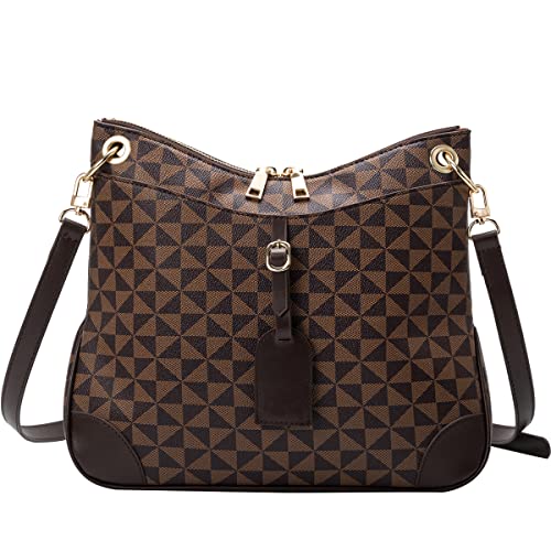 anck Crossbody Bags for Women Luxurious Leather Women's Shoulder Purse- Zipper Pocket Small Crossbody Bags for Women Purses Fashion Leather Lightweight Handbags Shoulder Bag (Brown)