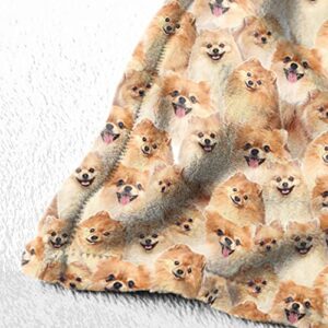 SOULZZZ Pomeranian Throw Blanket Fuzzy Cute Puppy Dog Flannel Blanket Throw Plush Animal Pattern Dog Blanket Twin for Bed Couch Carrier Travel 2-Piece Blanket 30x40 Inches & 60x80 Inches