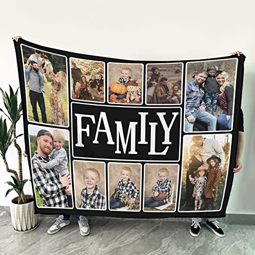 Custom Blanket with Photos Personalized Throw Blanket Customized Picture Blanket for Family Baby Mother Father Adult Friends Lovers Dog Pets on Birthday Halloween Christmas (10 Photo Collages)