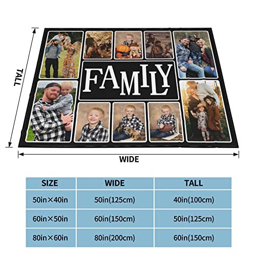 Custom Blanket with Photos Personalized Throw Blanket Customized Picture Blanket for Family Baby Mother Father Adult Friends Lovers Dog Pets on Birthday Halloween Christmas (10 Photo Collages)