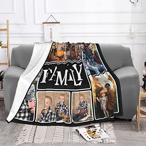 Custom Blanket with Photos Personalized Throw Blanket Customized Picture Blanket for Family Baby Mother Father Adult Friends Lovers Dog Pets on Birthday Halloween Christmas (10 Photo Collages)