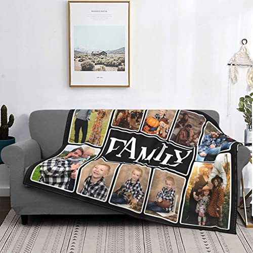 Custom Blanket with Photos Personalized Throw Blanket Customized Picture Blanket for Family Baby Mother Father Adult Friends Lovers Dog Pets on Birthday Halloween Christmas (10 Photo Collages)