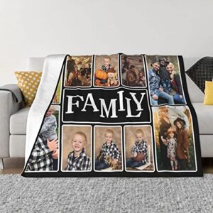 Custom Blanket with Photos Personalized Throw Blanket Customized Picture Blanket for Family Baby Mother Father Adult Friends Lovers Dog Pets on Birthday Halloween Christmas (10 Photo Collages)