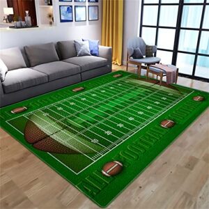 football field rug for boys room sport theme door mats area rug for kids bedroom green 3d carpet for entryway dining room floor mat indoor non skid washable soft bedroom 3’4″x4′