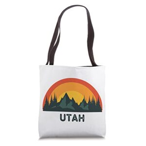 utah vintage sunset 80s retro summer beehive state usa tote bag