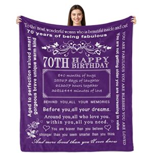 yufobel 70th birthday gifts for women, gift for 70 year old women, 70 years old birthday gift idea, happy 1952 70th birthday gift for grandma/mom/wife, 70th birthday throw blanket 60’’x50’’