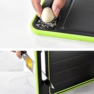 Multifunctional Cutting Board with Rapid Thawing and Knife Sharpener, Aluminum Alloy Dual-Sided Chopping Board, Hanging Storage Tool