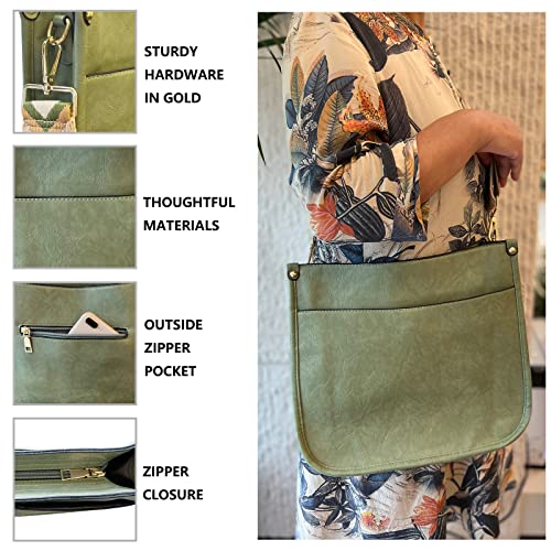 Handbag Tote Shoulder Bags Leather Handbags Shoulder Bucket Cross-body Purse Fashion Bags for Women (Green)