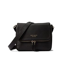 kate spade new york run around pebbled leather large flap crossbody black one size