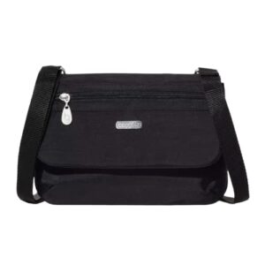 baggallini flap 2 it east-west crossbody bag (black)