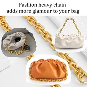 TOURDREAM Gold Heavy Chunky Bag Chain Metal Purse Handle Handbag Shoulder Strap Replacement Dumpling Cloud Pouch Chain (15.7 Inches, K-Gold)