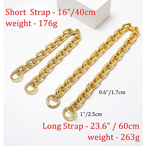 TOURDREAM Gold Heavy Chunky Bag Chain Metal Purse Handle Handbag Shoulder Strap Replacement Dumpling Cloud Pouch Chain (15.7 Inches, K-Gold)