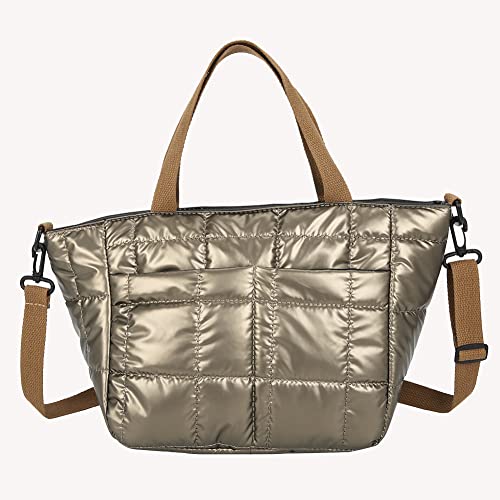 Quilted Hobo Bags Down Shoulder Bag,Quilted Hobo Bags Down Shoulder Bag,Quilted Hobo Bags Down Shoulder BagWomen Nylon Shoulder Bag Design Space Padded Messenger Bag Solid Color Handbag