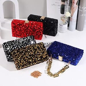 square Sequins Cocktail Wedding Engagement Handbag Evening Bag Purse Clutch Pouch7.09' x 3.94' x 1.97'(inch) (Red)