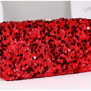 square Sequins Cocktail Wedding Engagement Handbag Evening Bag Purse Clutch Pouch7.09' x 3.94' x 1.97'(inch) (Red)